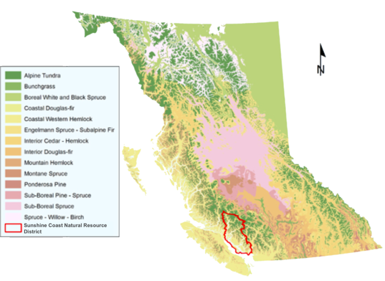 Map of BEC Subzones of the Sunshine Coast Forest District – Sunshine ...